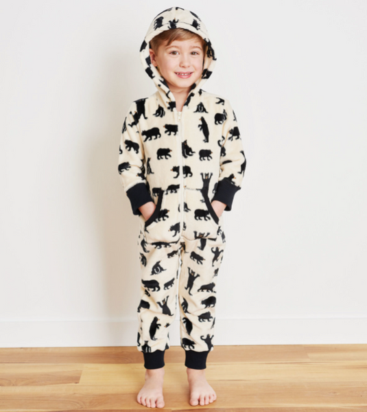 Little Blue House Black Bears Kids Hooded Fleece Jumpsuit – Kozy ...