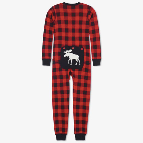 Little Blue House Moose on Plaid Kids Union Suit – Kozy Kermodes Canada